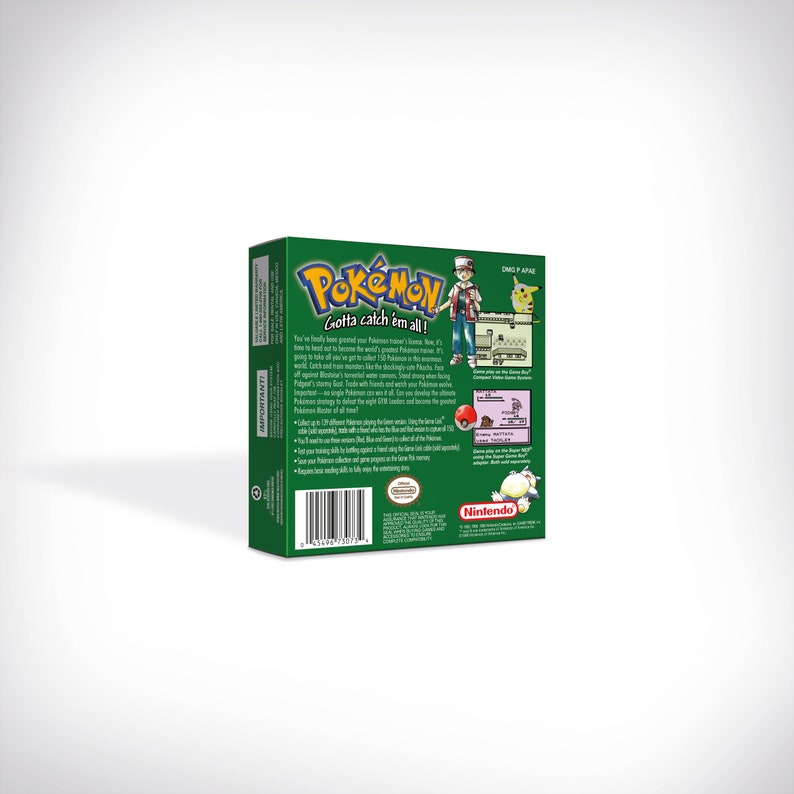 Pokemon Green Box for Game Boy Nintendo US Version HQ - Etsy
