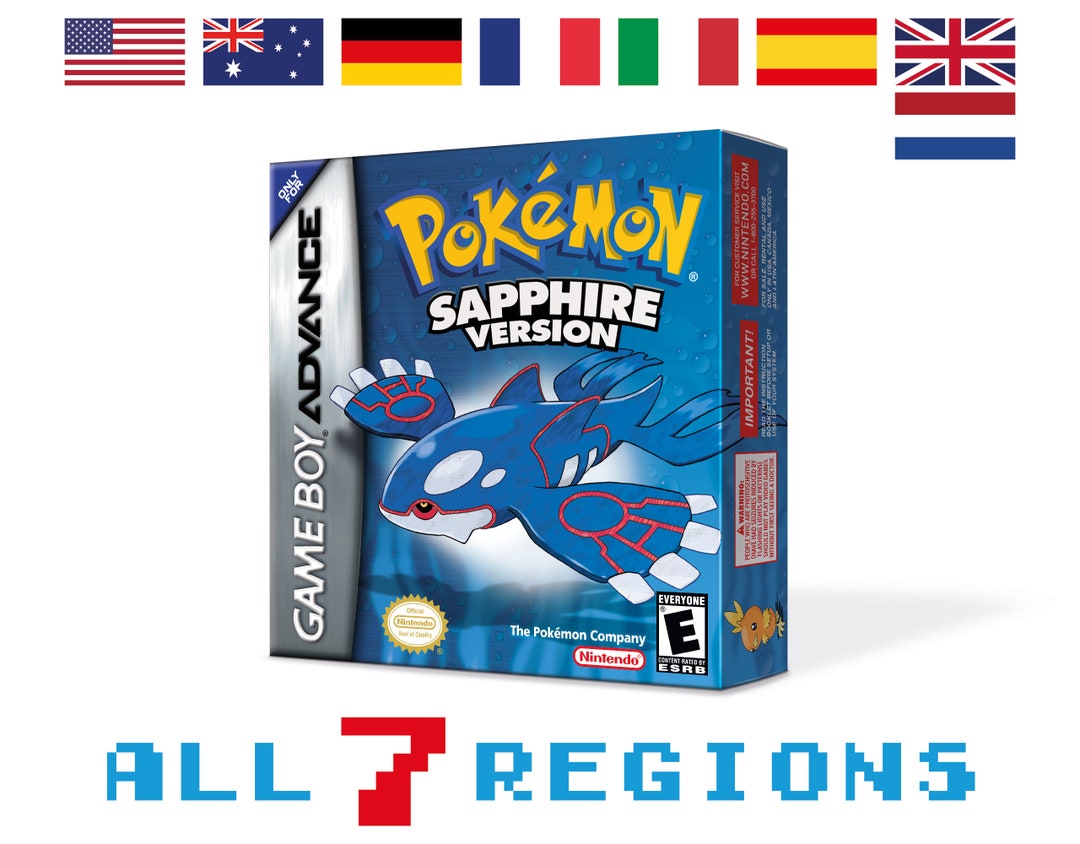 Pokemon Sapphire Box for Game Boy Nintendo - 7 Regions - HQ - Inner ...