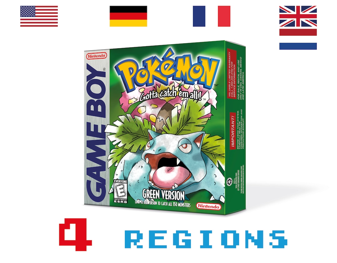 Pokemon Green Box for Game Boy Nintendo 4 Regions HQ - Etsy