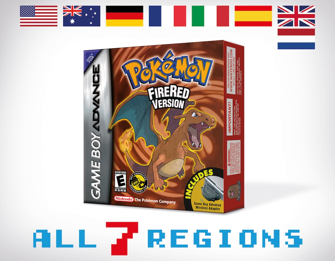 Pokemon Firered Box for Game Boy Nintendo 7 Regions HQ - Etsy
