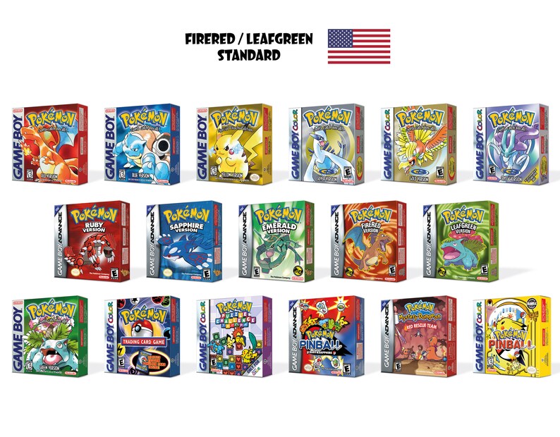 Pokemon All Versions 17 Boxes for Game Boy Nintendo - 8 Regions - HQ ...