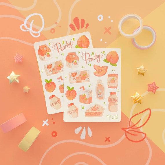 Just Peachy Sticker Sheet Cute Peach Stickers Bullet | Etsy