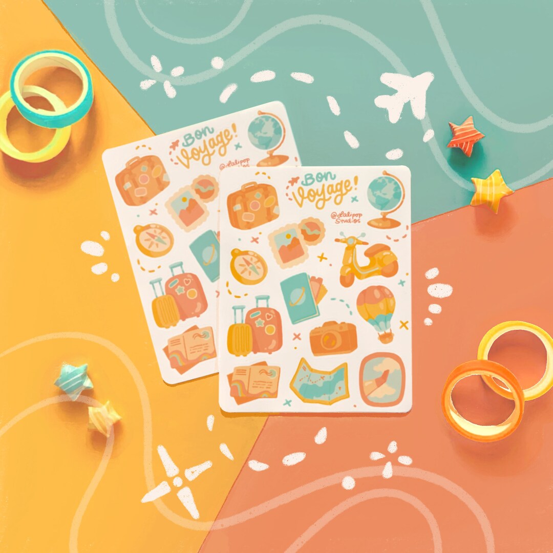 Bon Voyage Sticker Sheet | Cute Travel Stickers, Bullet Journal ...