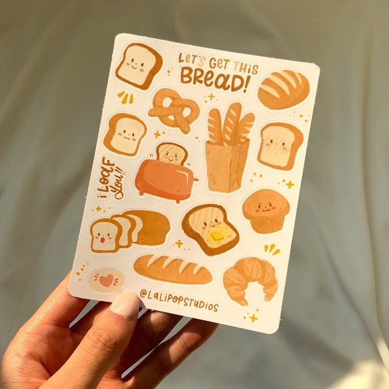 Let's Get This Bread Sticker Sheet Cute Aesthetic | Etsy