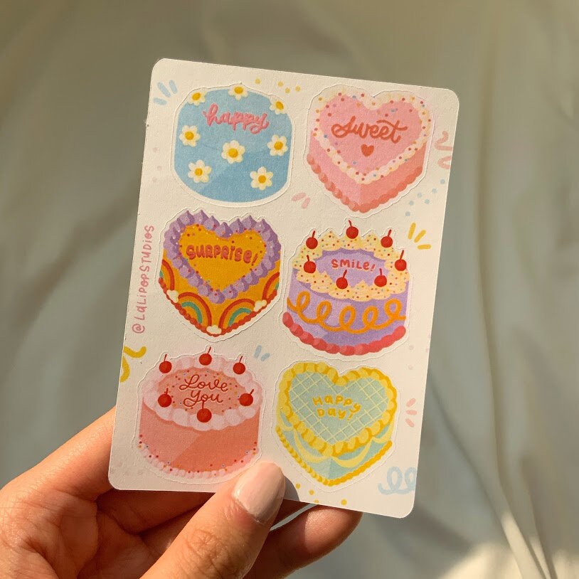 Colorful Cakes Sticker Sheet Cute Aesthetic Stickers Bullet - Etsy