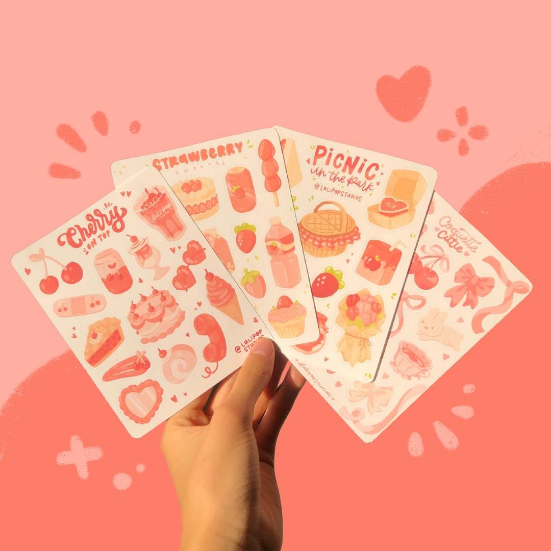 Sweetheart Sticker Bundle | Pink and Red Sticker Sheets, Value Discount ...