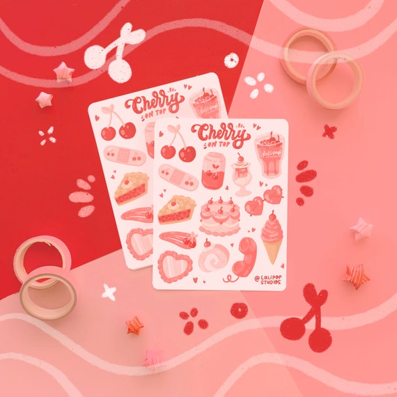 Cherry on Top Sticker Sheet Cute Cherry Stickers Bullet - Etsy