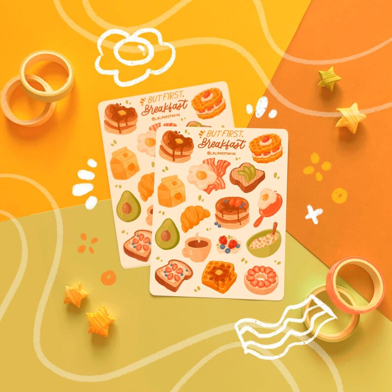 Breakfast Sticker Sheet Aesthetic Breakfast Stickers Bullet - Etsy