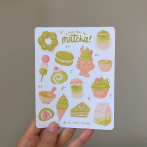 Matcha Sticker Sheet | Aesthetic Matcha Stickers, Bullet Journal ...
