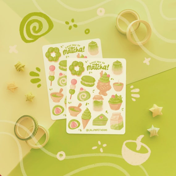 Matcha Sticker Sheet Aesthetic Matcha Stickers Bullet - Etsy