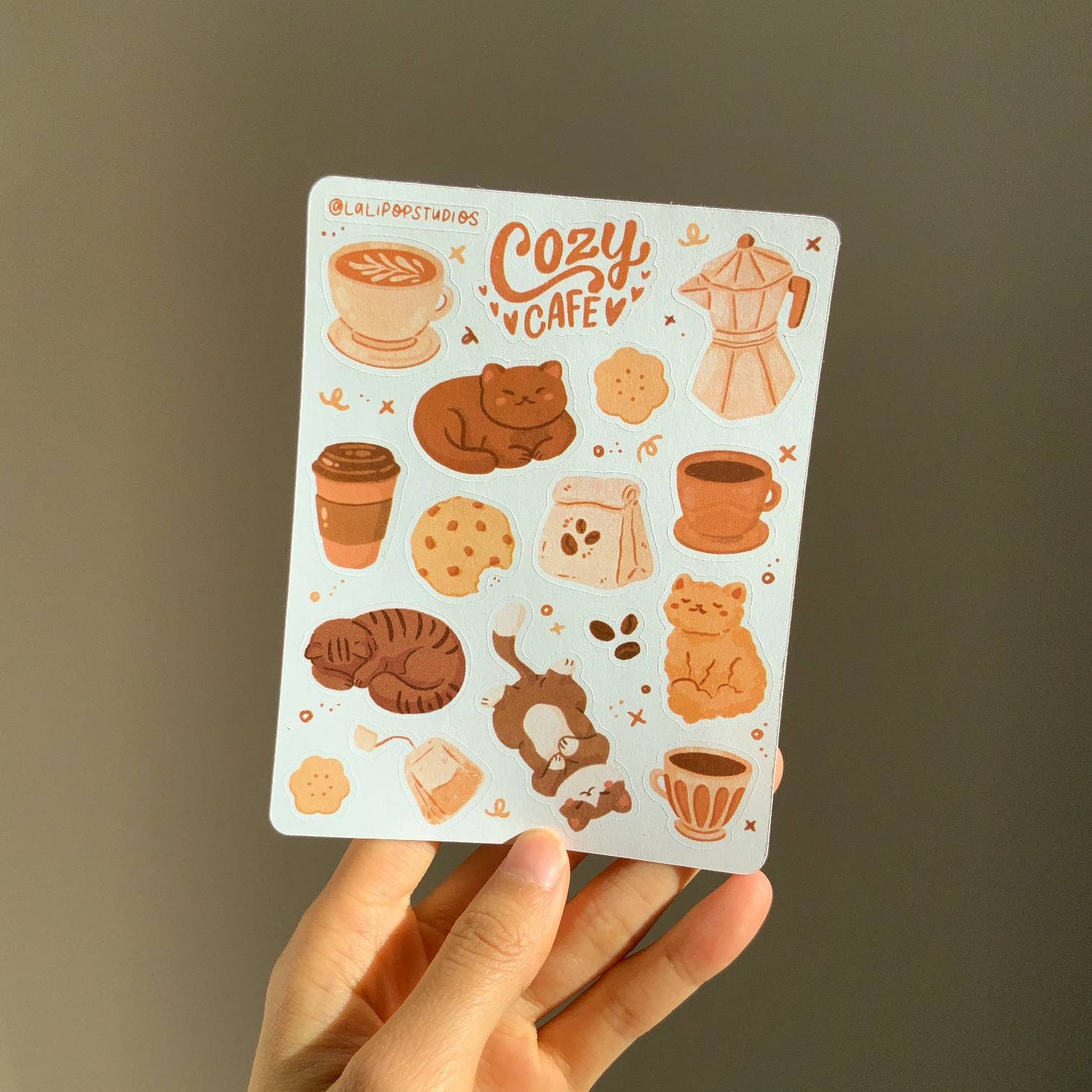Cozy Cafe Sticker Sheet Aesthetic Coffee Stickers Cat - Etsy