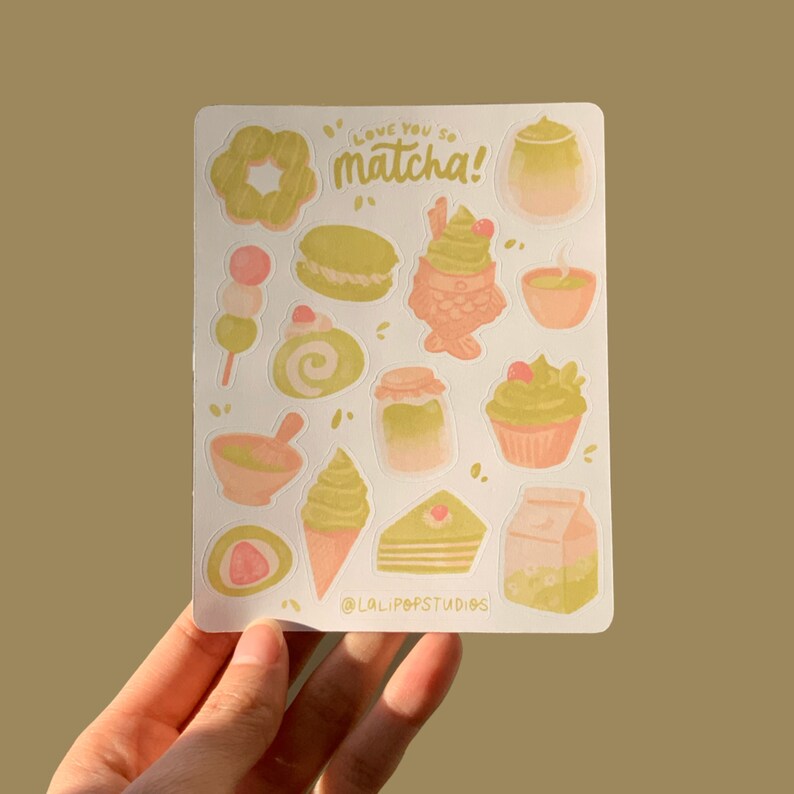 Matcha Sticker Sheet Aesthetic Matcha Stickers Bullet - Etsy