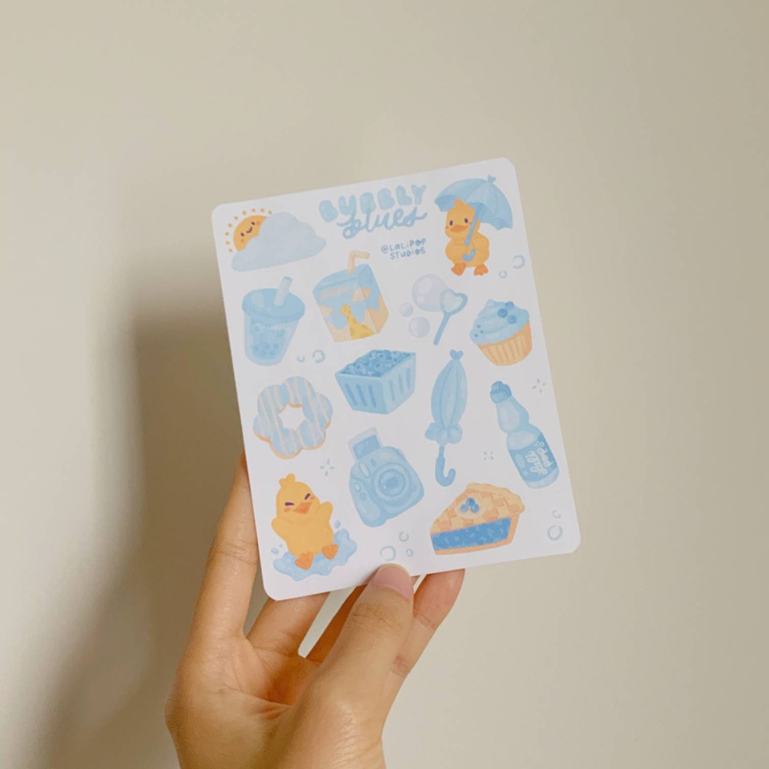 Bubbly Blues Sticker Sheet Cute Blue Stickers Bullet - Etsy