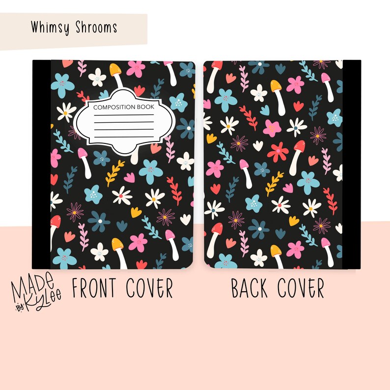 Printable Composition Notebook Cover PNG Whimsy Shrooms Personal ...