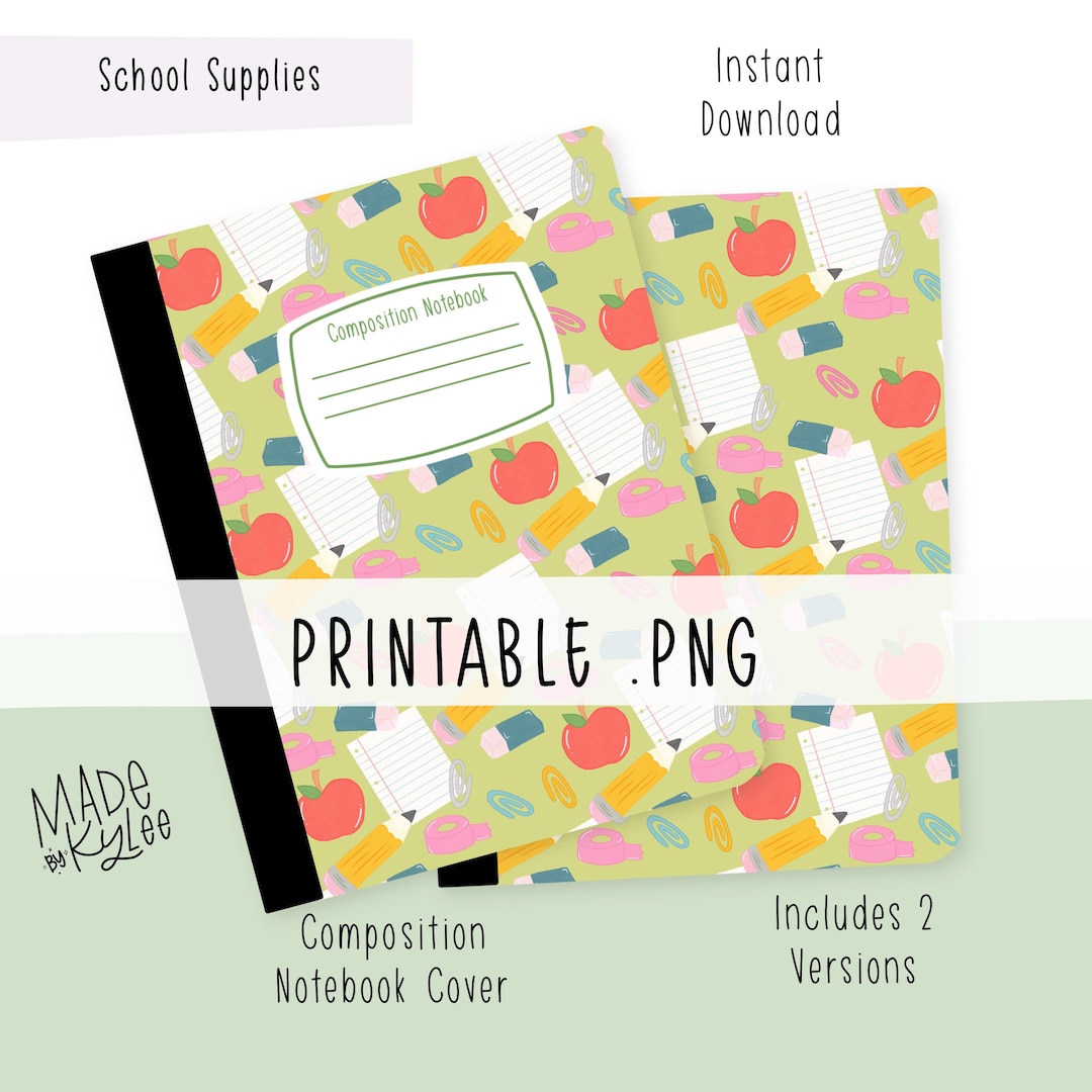 Printable Composition Notebook Cover PNG School Supplies Personal ...