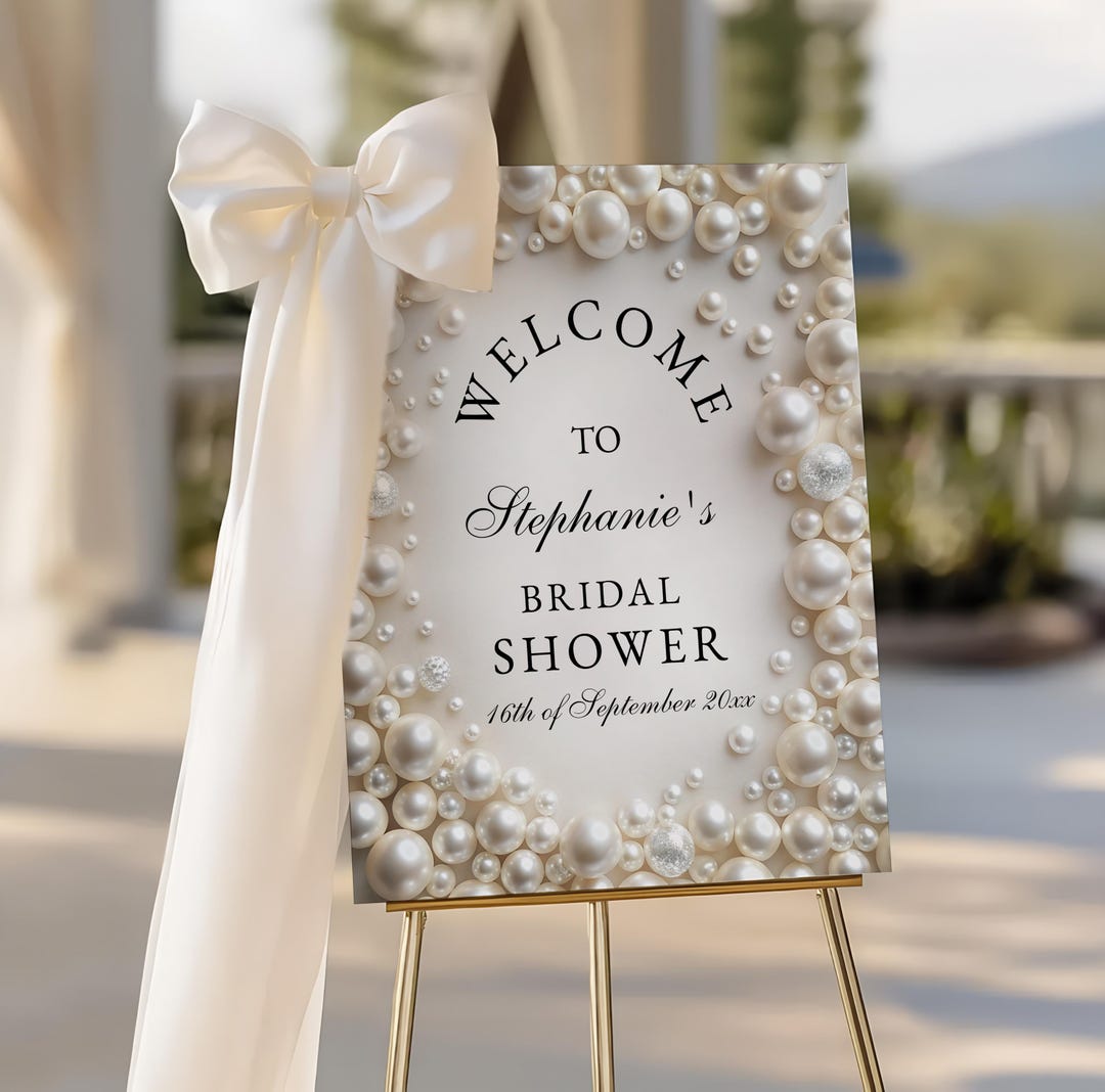 Elegant Pearls Bridal Shower Welcome Sign, Editable Pearls Bridal ...