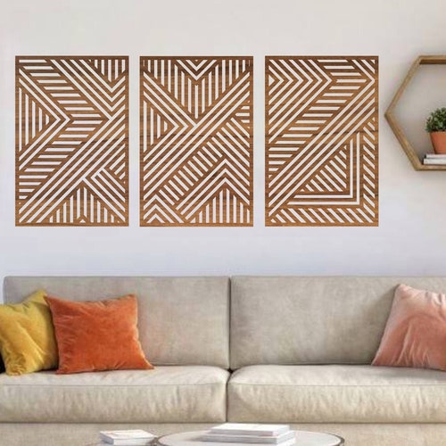 Geometric Wood Wall Art Large Geometric Panel Geometric - Etsy