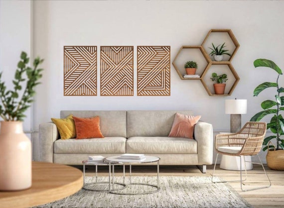Geometric Wood Wall Art Large Geometric Panel Geometric - Etsy