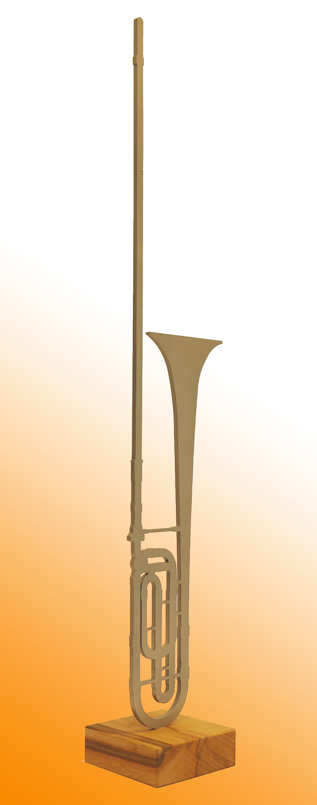 Stainless Steel Trombone on Wooden Base - Etsy