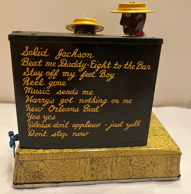 Antique Tin Litho Wind-up Mechanical Toy ham and Sam Linemar, 1950s Exc ...