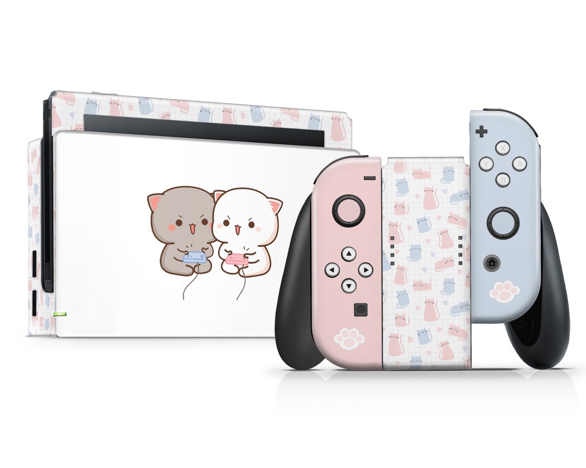 Cute Gaming Kitty Nintendo Switch Skin Kawaii Gamer Cat Pink - Etsy