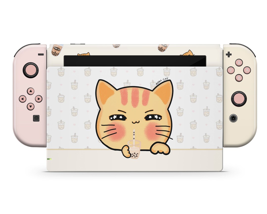 Boba Cat Nintendo Switch Skin Kawaii Cute Kitty Cat Milk Tea - Etsy