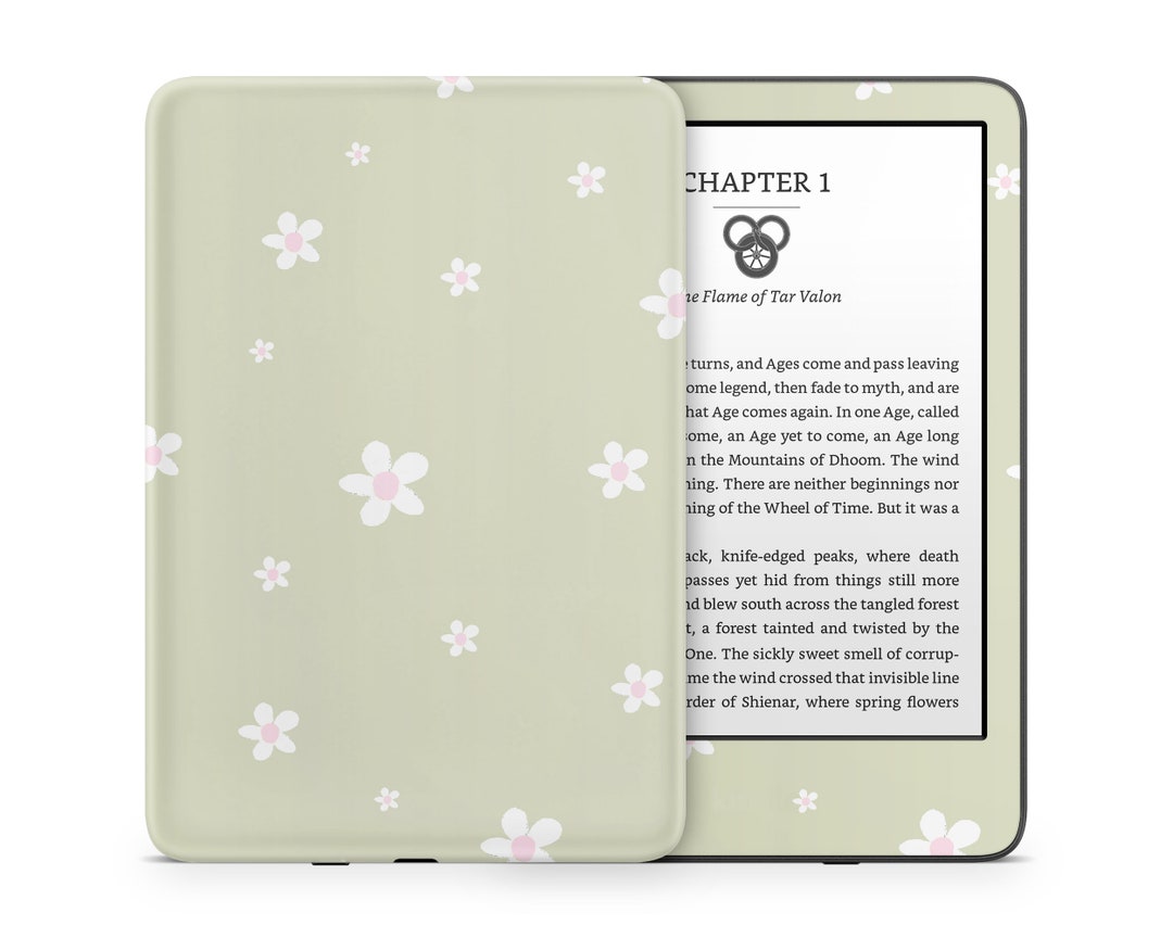 Matcha Daisy Kindle Skin Soft Cute Floral Sage Green Pastel - Etsy