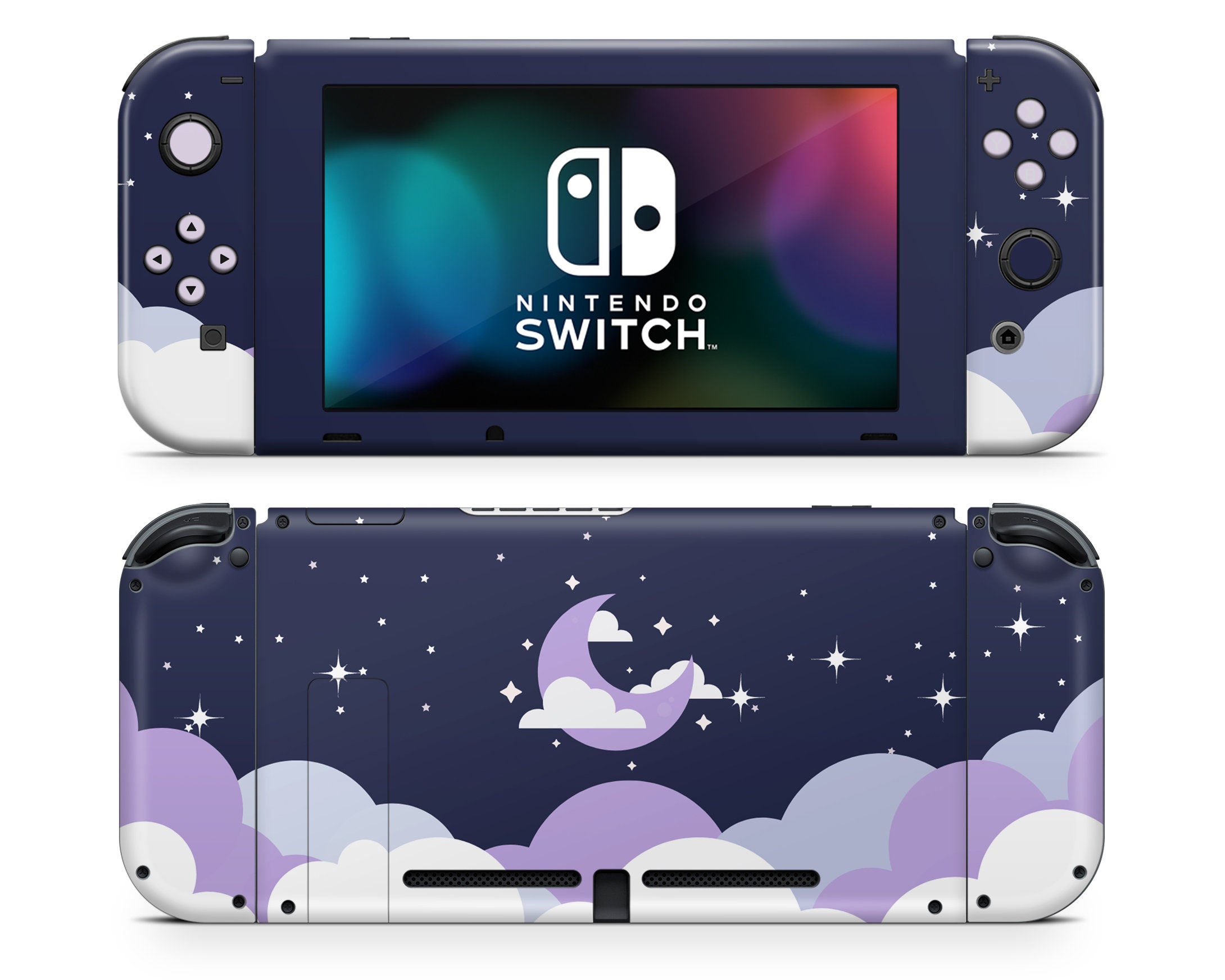 Dark Dreamy Night Clouds Purple Nintendo Switch Skin Cute | Etsy