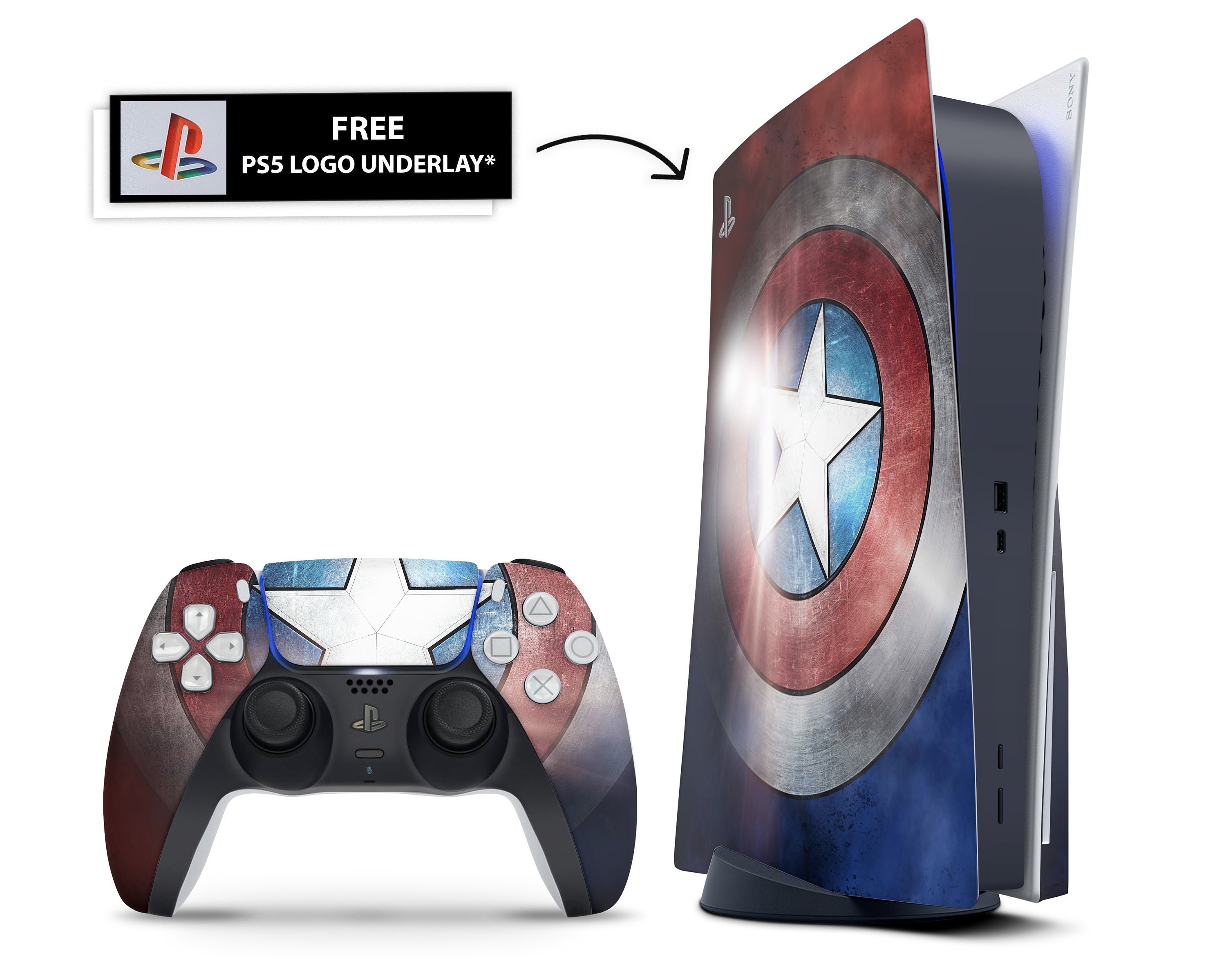 Captain America PS5 Controller &Console Skin Marvel Shield | Etsy