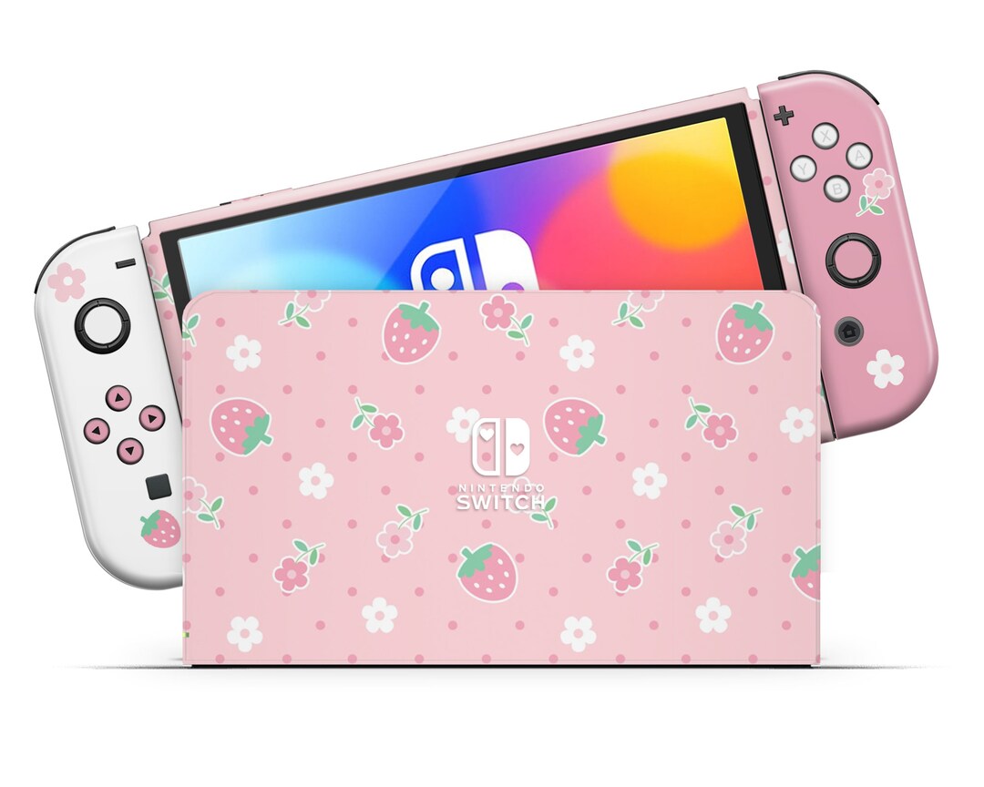 Cute Strawberry Daisy Nintendo Switch OLED Skin Kawaii Pastel - Etsy ...