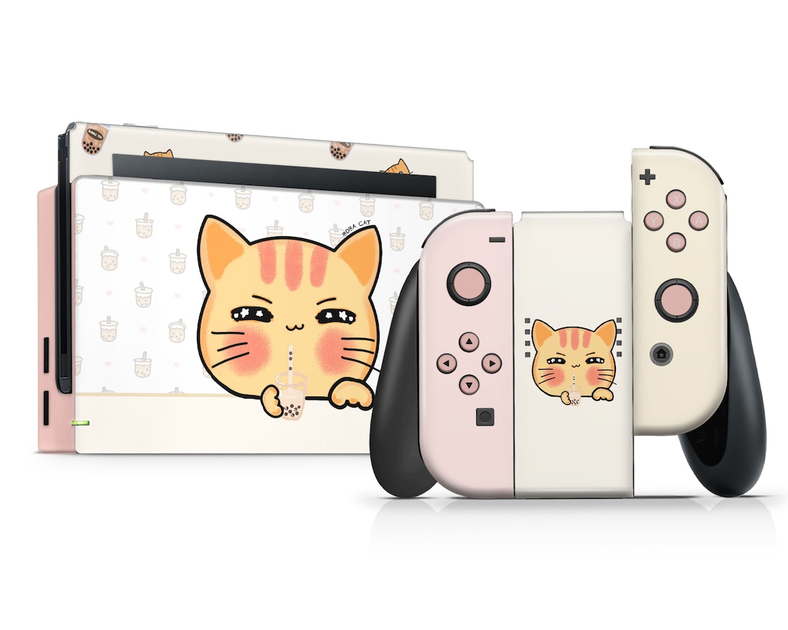 Boba Cat Nintendo Switch Skin Kawaii Cute Kitty Cat Milk Tea - Etsy