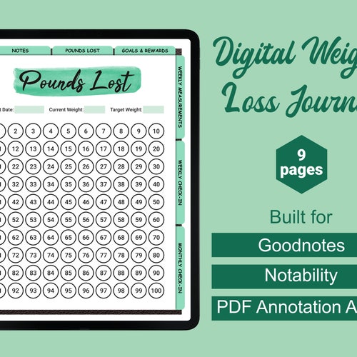 Digital Weight Loss Planner for Goodnotes Notability Diet - Etsy