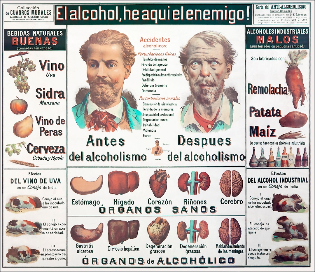 Re-print of Vintage Spanish Anti-alcohol Poster From 1900's. - Etsy