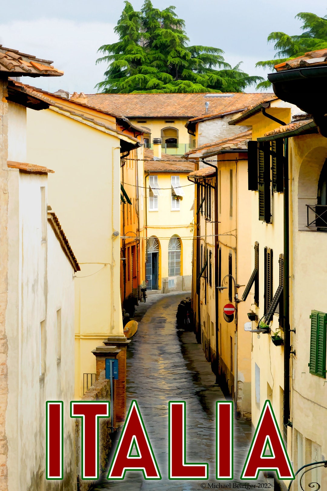 Poster der Wicklung Ziegelstraße in Lucca Italien - Etsy Österreich