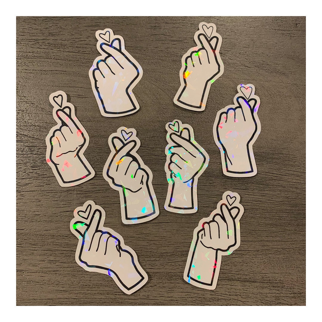 Stray Kids Finger Heart Holographic Sticker - Etsy
