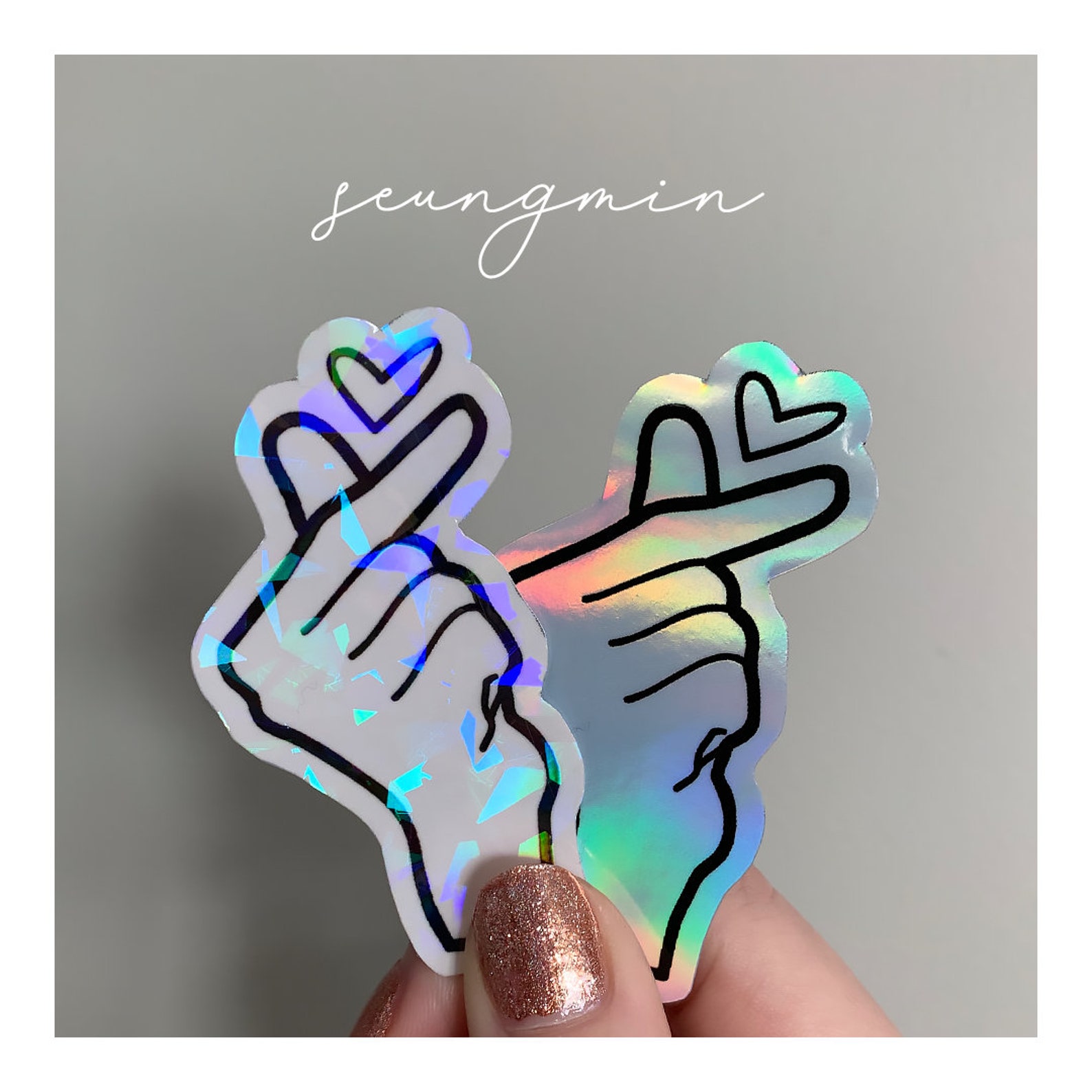 Stray Kids Finger Heart Holographic Sticker | Etsy