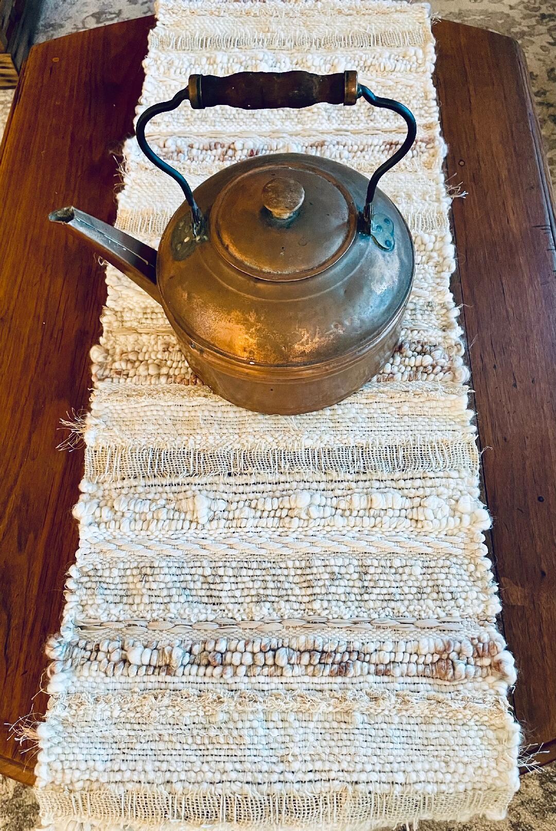 Neutral Hand Woven Table Runner-cream Runner-farmhouse Decor-textured ...