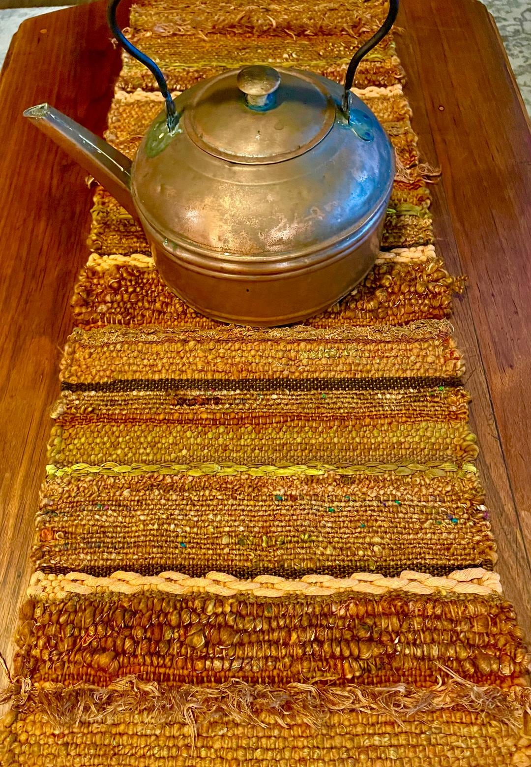 Hand Woven Table Runner-cognac Table Runner-unique Textured Runner-boho ...