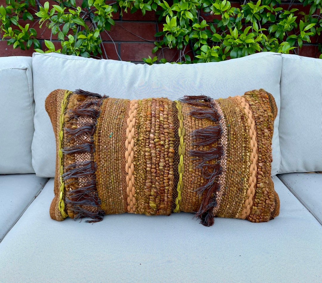 Hand Woven Throw Pillow Cover-cognac Pillow Cover-boho Decor-rustic ...