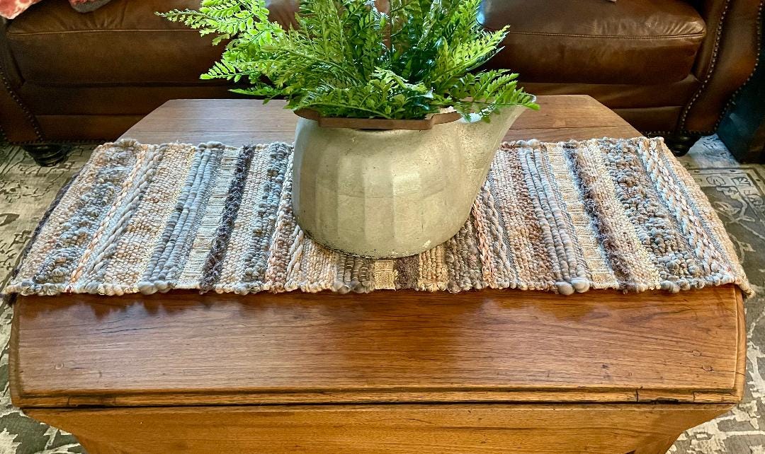 Hand Woven Table Runner-tan and Taupe Runner-farmhouse Decor-unique ...