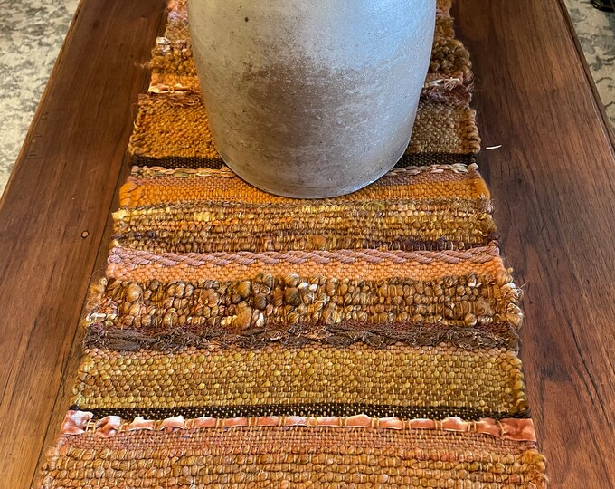 Hand Woven Table Runner-cognac golden Brown Table Runner-boho Decor ...