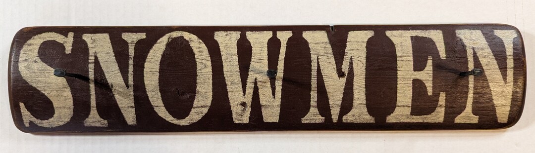 Vintage Rustic Distressed Wooden Snowmen Sign With 3 Nails for Hanging ...