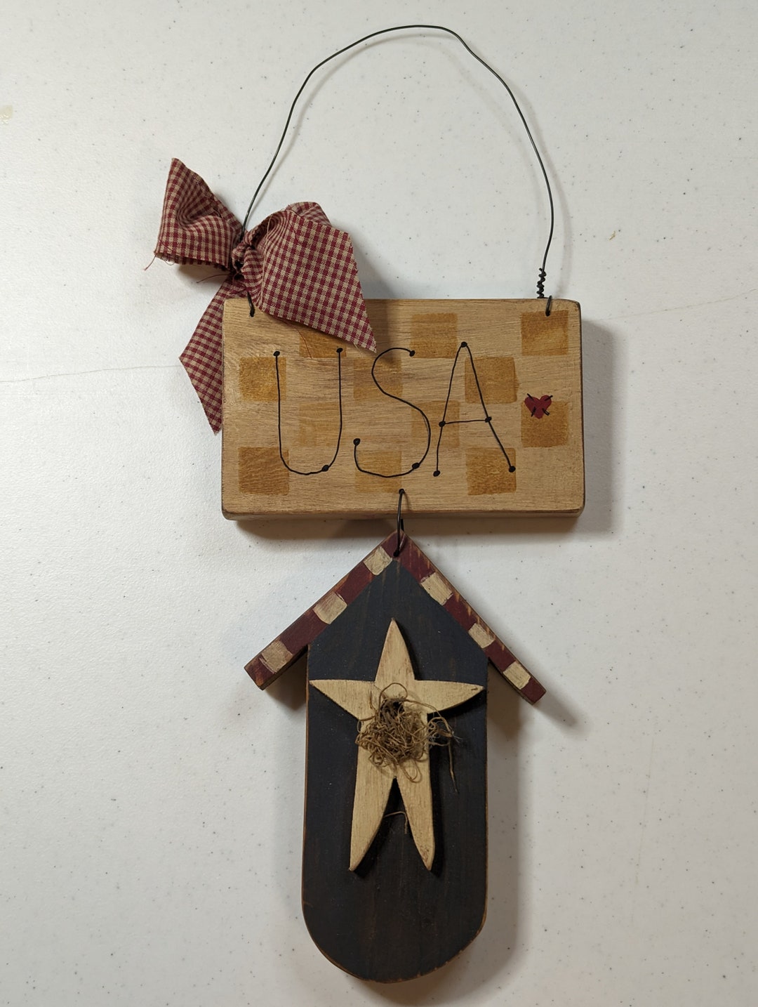 Vintage Wooden USA Birdhouse Hanging Display - Etsy