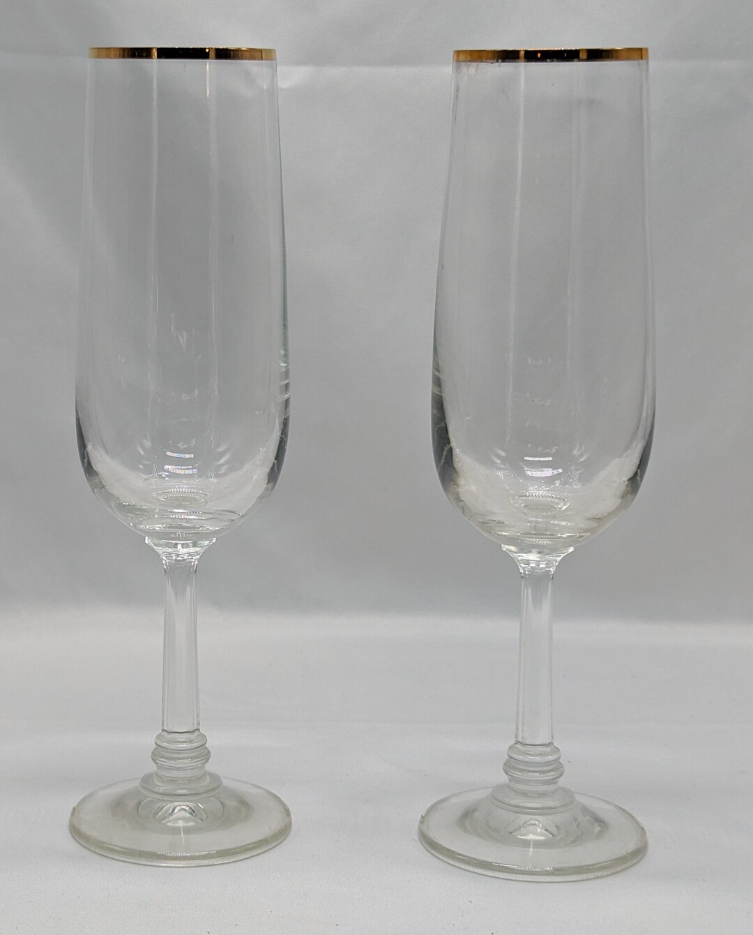 Vintage Gold Rimmed Glass Champagne Flutes Lot of 2 - Etsy