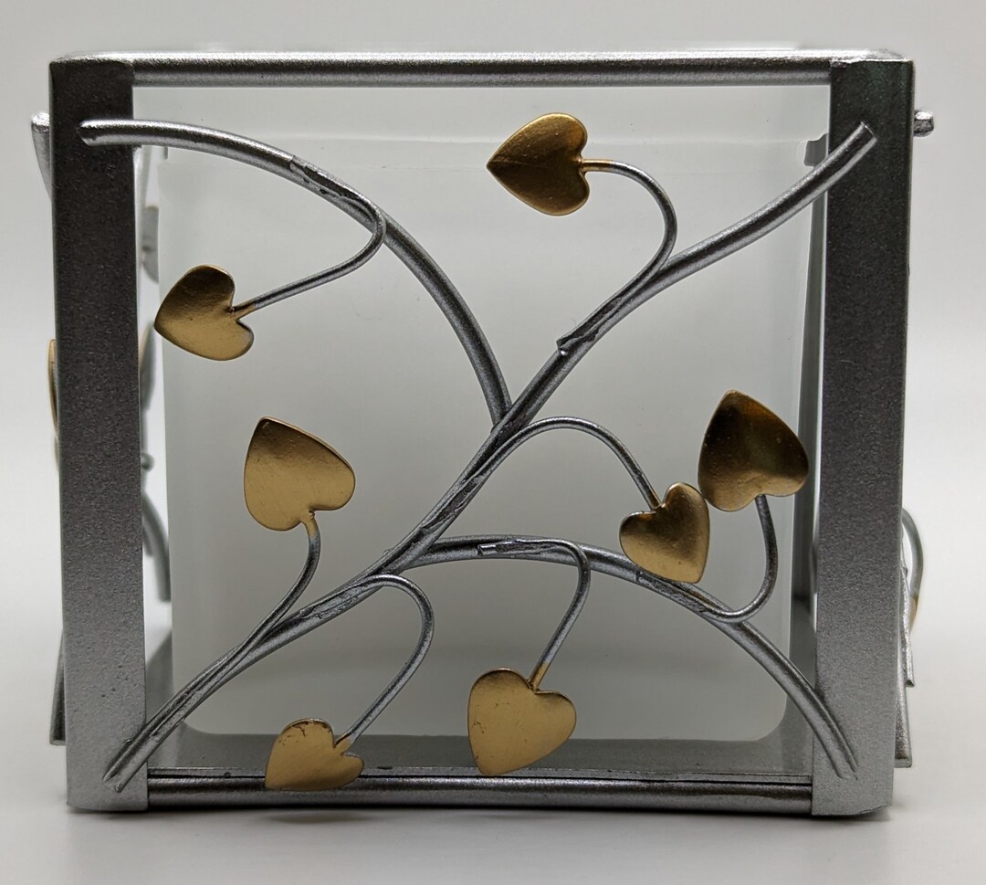 Vintage Hallmark Gold Color Hearts Silver Branches Square Frame Candle ...