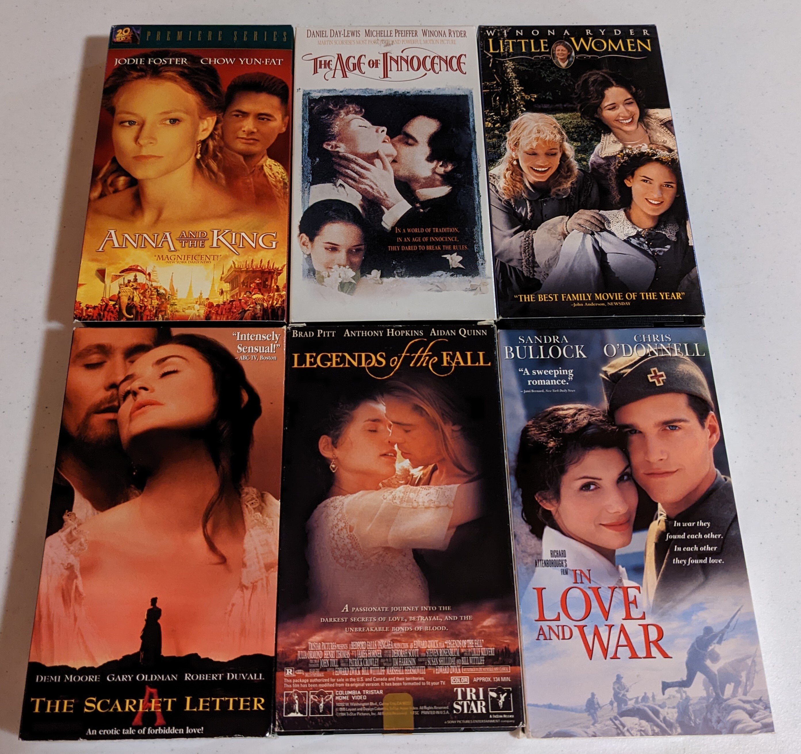 Historical Romance VHS Lot Scarlet Letter Age of Innocence Legends of ...