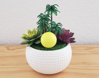 Golf Ball Pot With Faux Palms and Succulents Golf Ball - Etsy