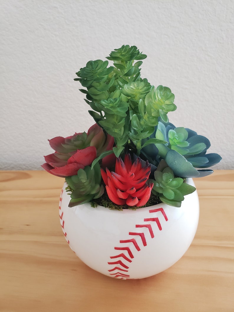 Baseball Artificial Succulent Arrangement, Baseball Gift, Baseball ...