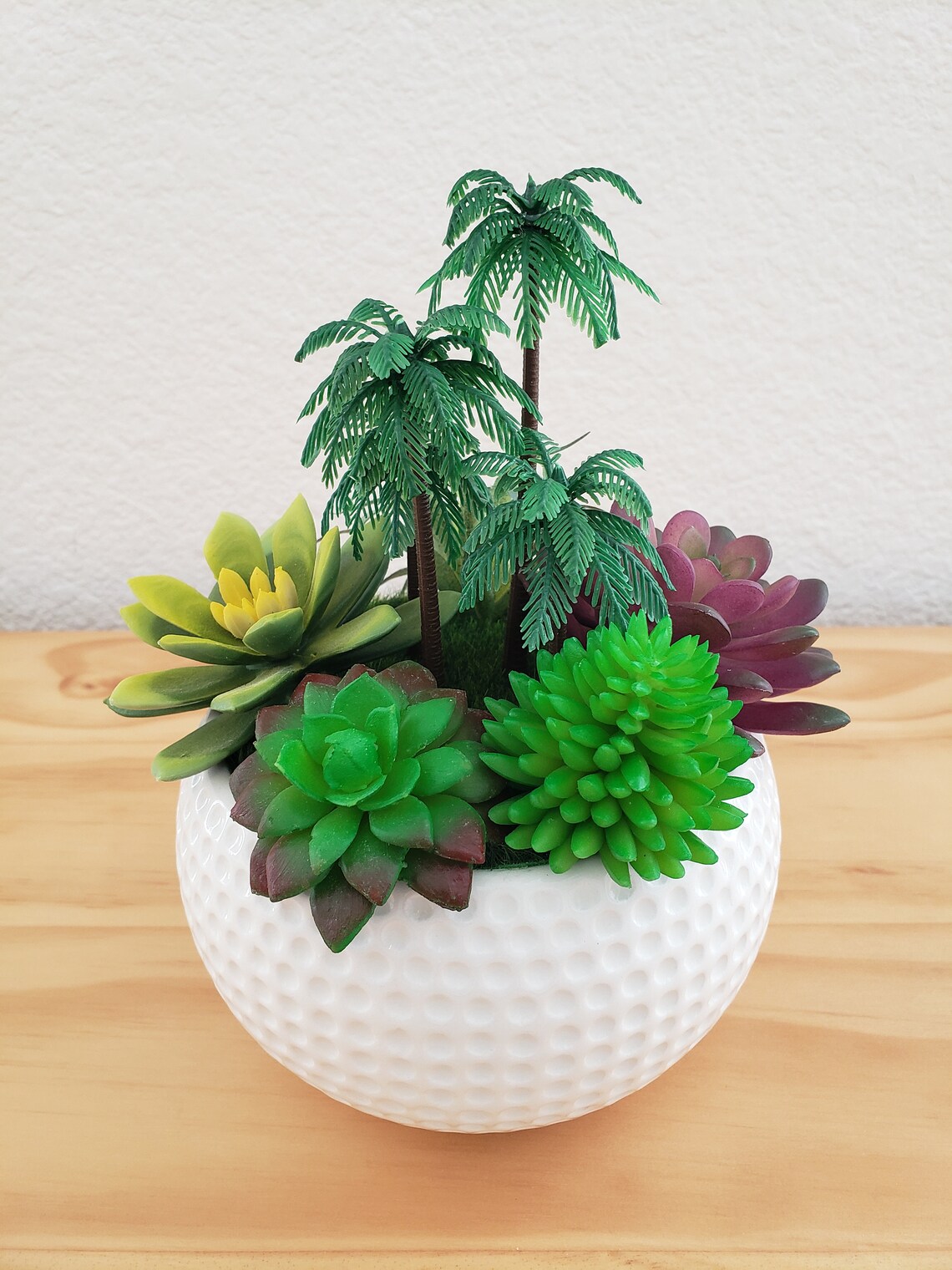 Golf Ball Ceramic Pot With Faux Succulents Golf Ball Planter - Etsy