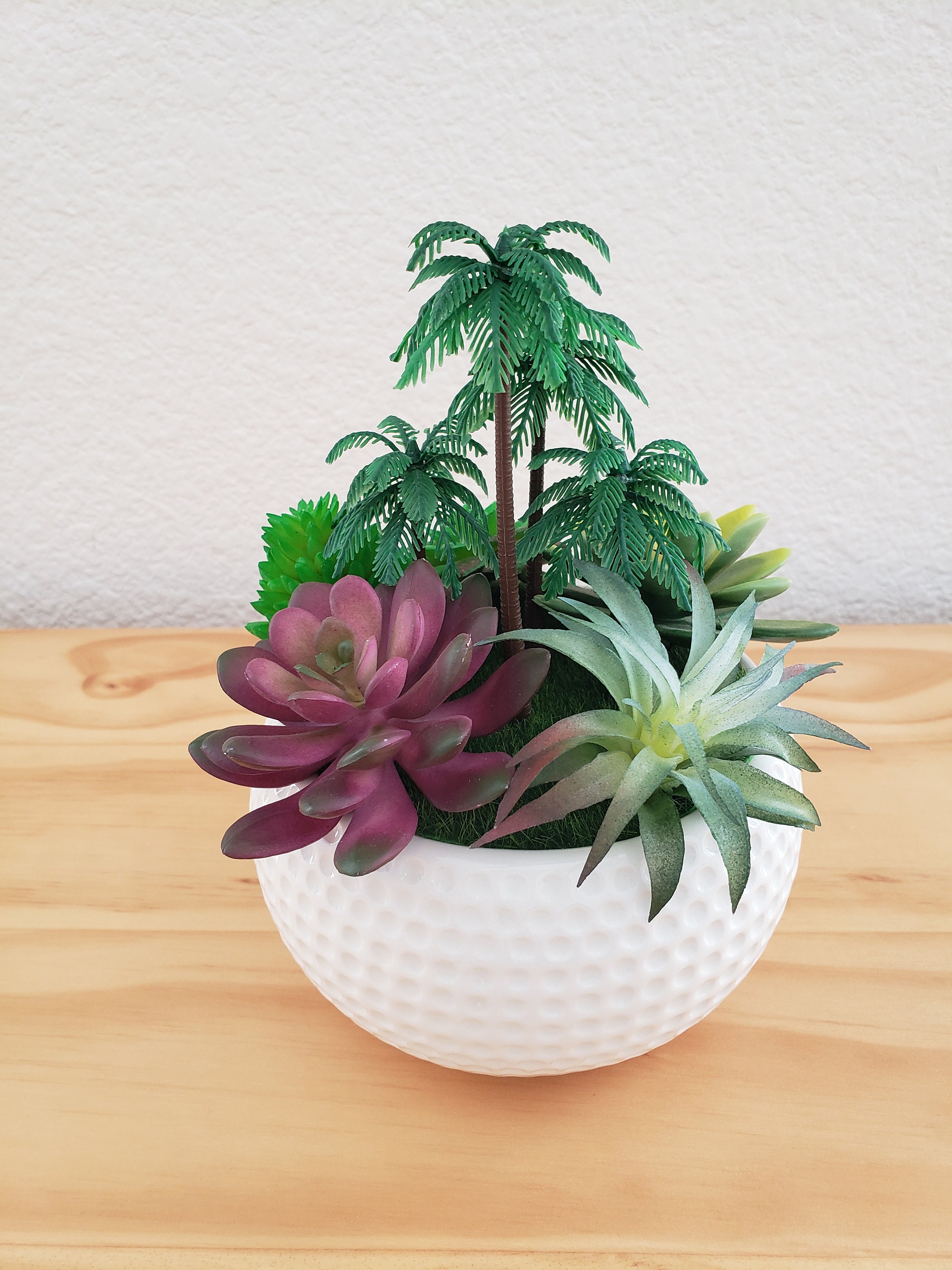 Golf Ball Ceramic Pot With Faux Succulents Golf Ball Planter - Etsy
